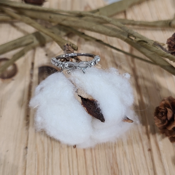 Jewelry | Newpretty Dainty Bow Ring With Czs In Silver Plating | Poshmark